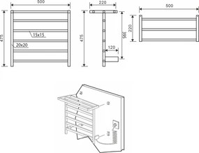 Sapho, ELZOR Elektrický sušák ručníků 500x470mm, 60W, černá matná, EB510