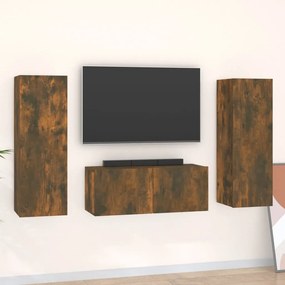 3dílný set TV skříněk kouřový dub kompozitní dřevo 3120233