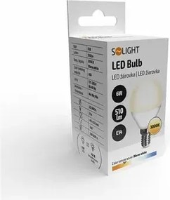 Solight WZ416 LED žárovka 6W / miniglobe / E14 / 3000K / 510lm / teplá