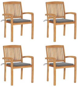 Stohovatelné zahradní židle s poduškami 4 ks masivní teak 3073211