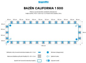 Technypools Bazénový set CALIFORNIA 1500 14,86 x 4,36 x 1,25 m (9979K) Barva: modrá