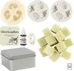 Creativ Company Výroba mýdla Seashells Olive Green / Kreativní sada /