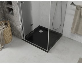 Mexen Lima, sprchový kout 90 (dveře) x 90 (stěna) cm, 6mm čiré sklo, chromový profil + SLIM sprchová vanička černá 5cm s chromovým sifonem, 856-090-090-01-00-4070