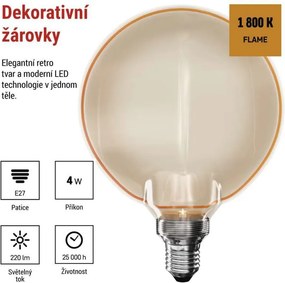 EMOS LED žárovka Filament jantar G130 4W E27 Z5BO11