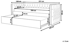 Výsuvná postel v růžovém sametu 90 x 200 cm GASSIN Beliani