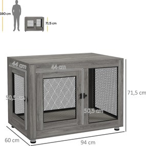 Domácí klec pro psy PawHut, přepravka pro psy se 2 dvířky, omyvatelné polštáře, bouda pro psy s nastavitelnými nožičkami, zámek, pro velké psy do 30 …