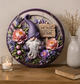 dekorace na zeď, dřevo, 20x20 cm, Boho styl s trpaslíkem, Dekorino DZ20260013