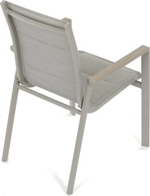 Zahradní židle FIORETTA - béžový textil, béžový hliník, dub