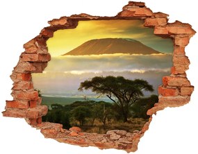 Wallmuralia Díra 3D ve zdi nálepka Kilimandžaro Keňa 90x70 cm
