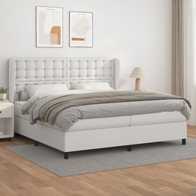 Box spring postel s matrací bílá 200x200 cm umělá kůže 3129052