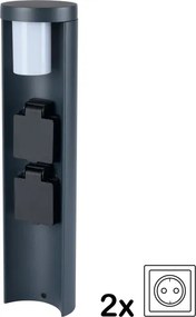 BRILAGI - Venkovní lampa se 2 zásuvkami SCHUKO PILLAR 1xG9/11W/230V IP44 antrac