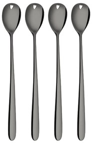 Latté lžičky se srdíčkem šedé 4 ks set – Love Cutlery - 116627