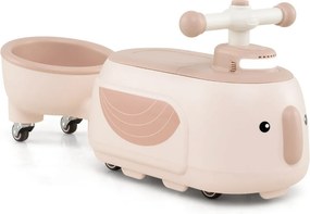 Costway Dětské pojízdné auto s přívěsem a světlem a úložným prostorem pod