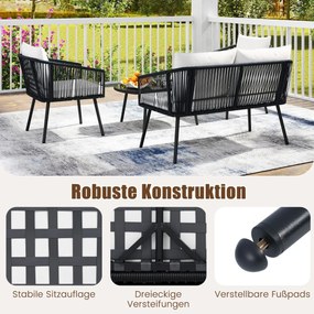 Costway Ratanová sestava zahradního nábytku, sestava balkonového nábytku