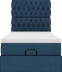 Osmanský postel s matrací modrá 100x200 cm textil 3313222