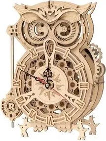 RoboTime 3D dřevěné mechanické puzzle Soví hodiny / od 14 let / 161 dí