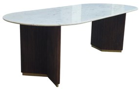 Massive home | Oválný jídelní stůl GATSBY 240 cm, mangovníkový dřevěný rám/ mramorová deska bílá