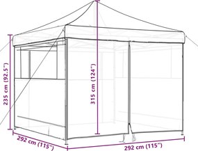 vidaXL Skládací party stan pop-up se 4 bočními stěnami [4004932] Barva: beige (blue frame)