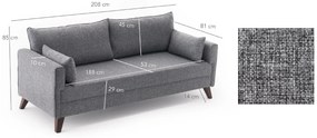 Atelier del Sofa 3-místná pohovka Bella Sofa Bed - Grey, Šedá