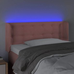 Čelo postele s LED růžové 83 x 16 x 78/88 cm samet 3123705