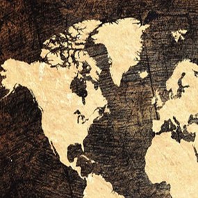 Ozdobný paraván, Mapa světa na tmavých deskách - 110x170 cm, třídílný, klasický paraván