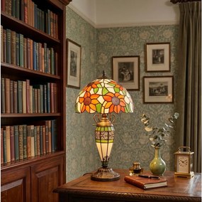 BRILAGI - Tiffany vitrážová stolní lampa SUNFLOWER 1xE27/60W/230V + 1xE14/40W