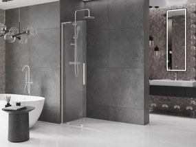 Mexen Velar L, posuvná sprchová zástěna Walk-in 110 x 200 cm, 8mm čiré sklo, broušená ocel, 871-110-003-03-97