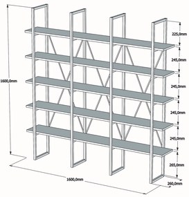 Designový regál Balandis 160 cm borovice