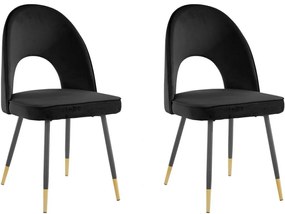 Danish style Jídelní židle Roy (SADA 2 ks), samet, černá