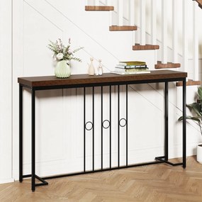 Costway Průmyslový konzolový stůl 140 cm úzký s podnoží ve tvaru H a prostornou