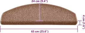 Schodové rohože 30 ks 65 x 24 x 4 cm hnědé, půlkulaté, velké 3365760