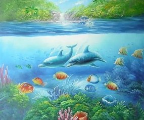 Delfíni a tropické ryby - 60 x 90 cm