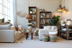 Hnědý antik nástěnný dřevěný regál Grimaud Unit - 62*20*162 cm