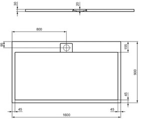 Ideal Standard i.Life Sprchová vanička litá 160 x 90 cm, betonově šedá T5226FS