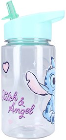 Plastová láhev na pití Lilo &amp; Stitch s brčkem - 450 ml