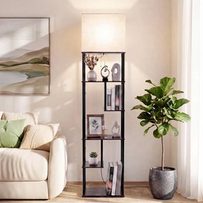 Costway Stojací lampa s policí 172 cm vysoká Stojací lampa s 5 policemi Moderní