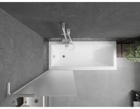 Mexen Next L, 1-křídlová vanová zástěna 60 x 150 cm, 6mm sklo námraza, bílý profil, 895-060-000-03-30-20