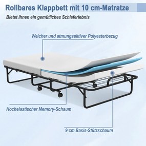 Costway Skládací postel s matrací z paměťové pěny a přenosnou rozkládací postelí