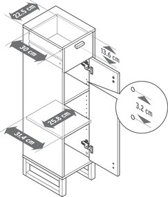 Tchibo - Odkládací koupelnová skříňka se zásuvkou a dvířky - barva: bílá
