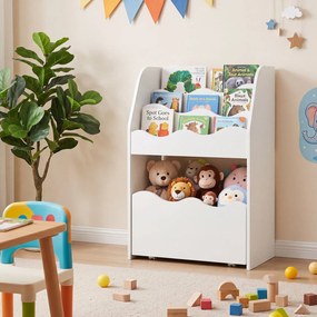 Costway Dětská knihovna, 3patrová montessori police na hračky ze dřeva