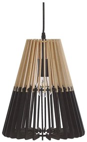 Závěsná lampa světlé dřevo, černá CAVALLA Beliani