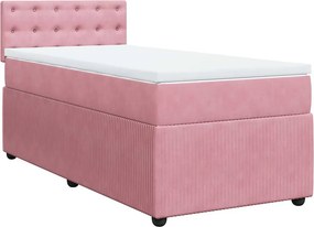 Box spring postel s matrací růžová 90x200 cm samet 3289943
