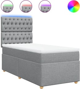 Box spring postel s matrací světle šedý 100 x 200 cm textil 3293498