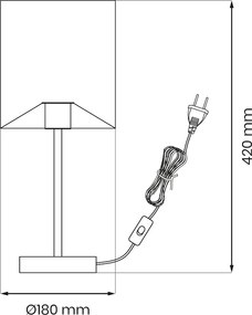 Stolní lampa Morgan, 1x plastové/černé textilní stínítko, b/g