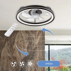 LED Stropní svítidlo s ventilátorem FARGO LED/37W/230V černá + DO