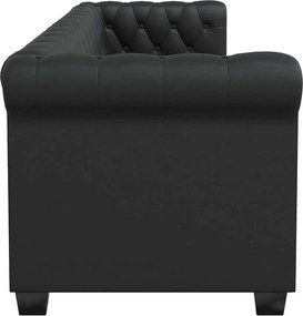 Chesterfield 3místná sedačka umělá kůže černá 242370