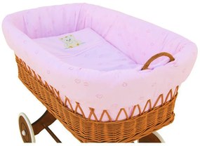 Scarlett Proutěný košík na miminko Méďa Růžová