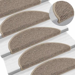 Samolepící nášlapy na schody vzhled sisal 15 ks 56x17x3 cm 326866