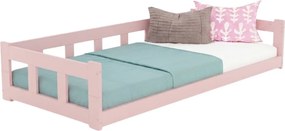 Benlemi Nízké postele FENCE 4v1 s otevřeným vstupem pro dvě děti Zvolte barvu: Pastelově růžová, Zvolte rozměr: 90x200 cm