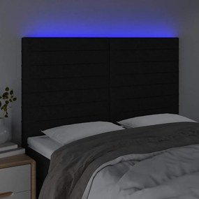 Čelo postele s LED černé 144x5x118/128 cm textil 3122564